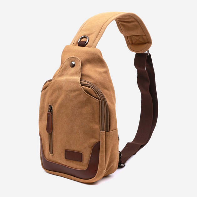 Сумка-слинг через плечо мужская тканевая Vintage leather-20385 Песочная ...