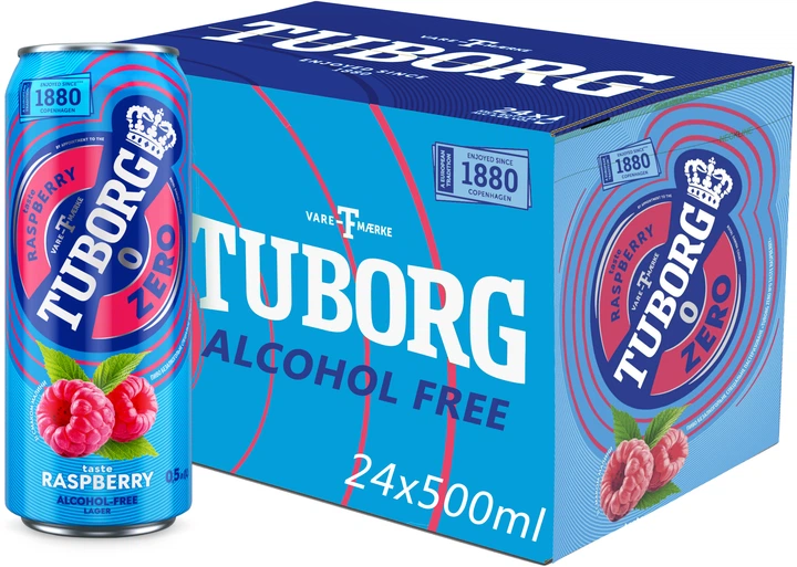 Упаковка безалкогольного пива Tuborg Zero №0 taste Raspberry светлое ...