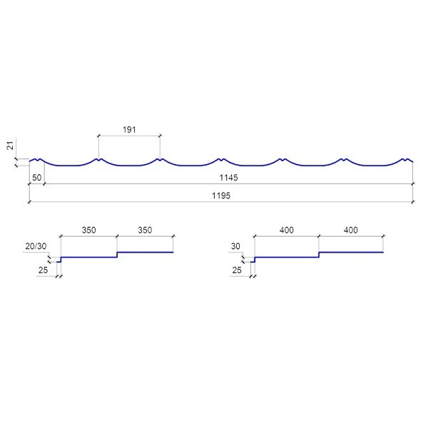 Металлочерепица МАКСИМА KLEVERSTEEL 1195/1145 мм 0,45 мм RAL 6005 ...