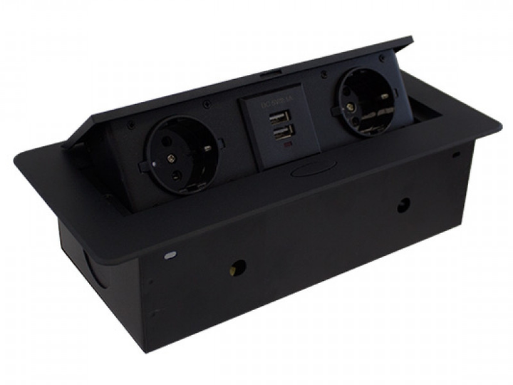 Розеточный блок на 2 две розетки + 2 USB 2.1A встраиваемый выдвижной ...