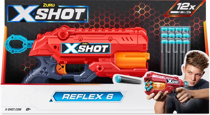 Скорострільний бластер Zuru X-Shot Red Excel Reflex 6 16 патронів (193052040275) – фото, відгуки ...
