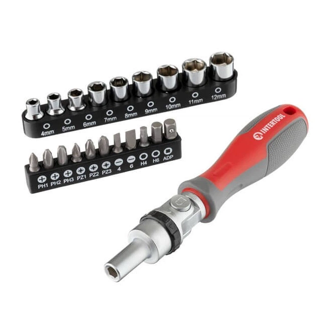 Отвертка реверсивная с карданом и комплектом насадок 21 ед. INTERTOOL VT-3360 – фото, отзывы ...