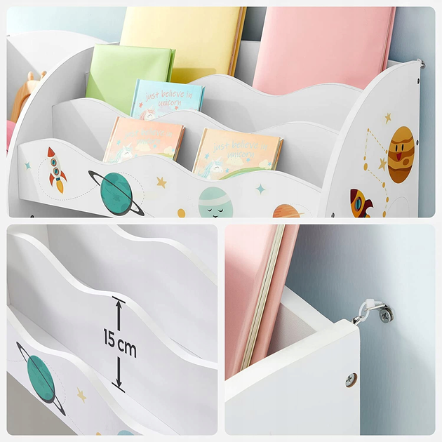 Стеллаж для хранения игрушек KidsBunkBed белый зеленый розовый желтый ...