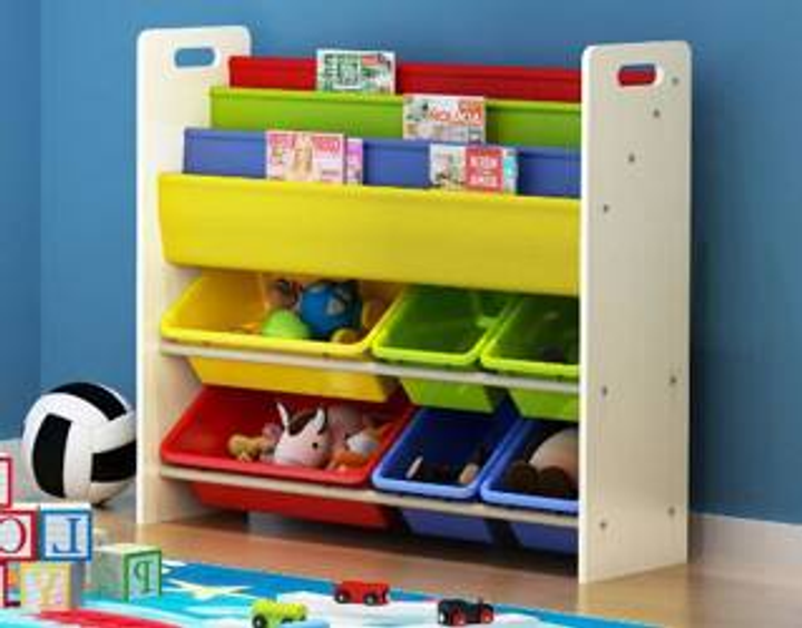 Стеллаж для хранения игрушек KidsBunkBed белый желтый красный синий ...