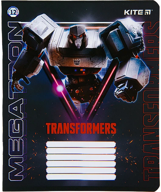 Набір зошитів учнівських Kite Transformers 12 аркушів у лінію на скобі ...