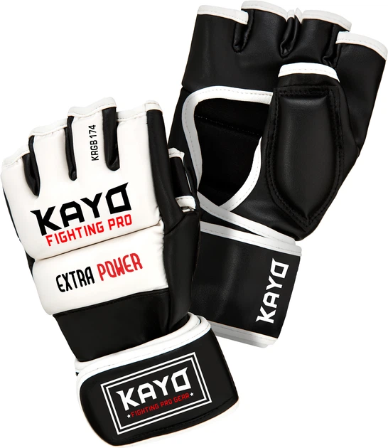 Рукавички для MMA Kayo рукопашні Штучна шкіра M Чорні / Білі (KRGB-174M ...