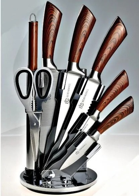Набор кухонных ножей на подставке 9 предметов Edenberg EB-913 Brown ...