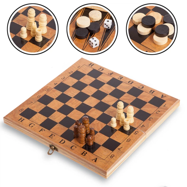 Настольная игра 3 в1 шахматы, нарды, шашки Zelart Chess Set 2414 (11x11 ...