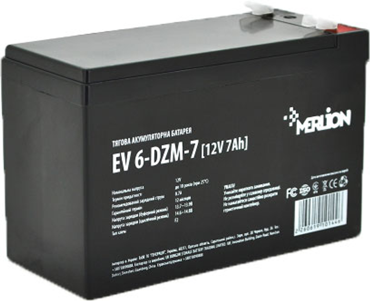 Тяговая аккумуляторная батарея Merlion EV 6-DZM-7 12V 7Ah F2 (YT10144 ...