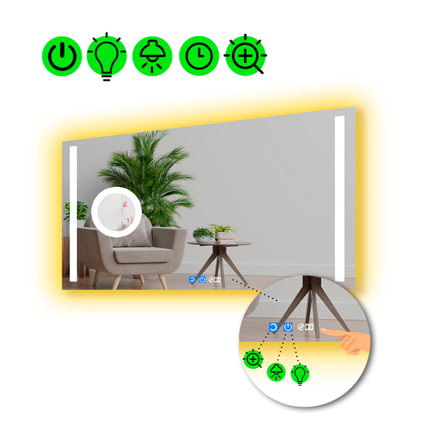 LED-зеркало 60x70см, с двумя сенсорами и линзой с подсветкой, модель ...