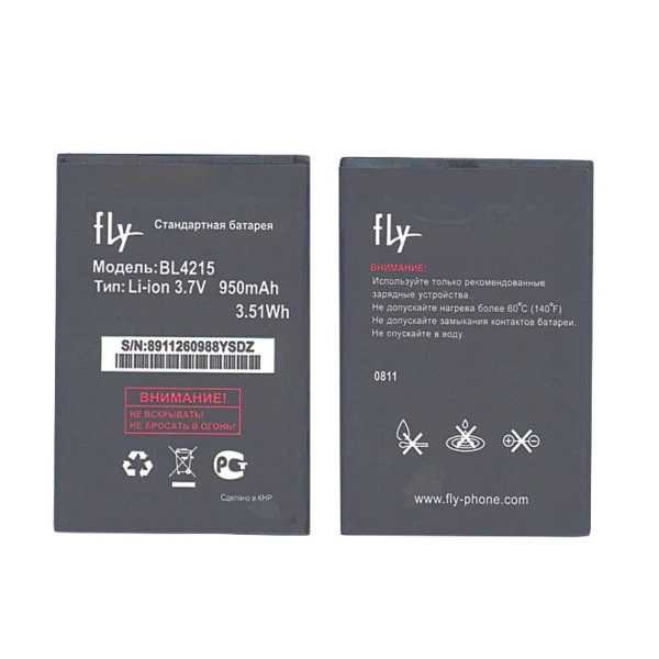 Аккумуляторная батарея для смартфона Fly BL4215 Q115 3.7V Black 950mAh 3.51Wh – фото, отзывы ...