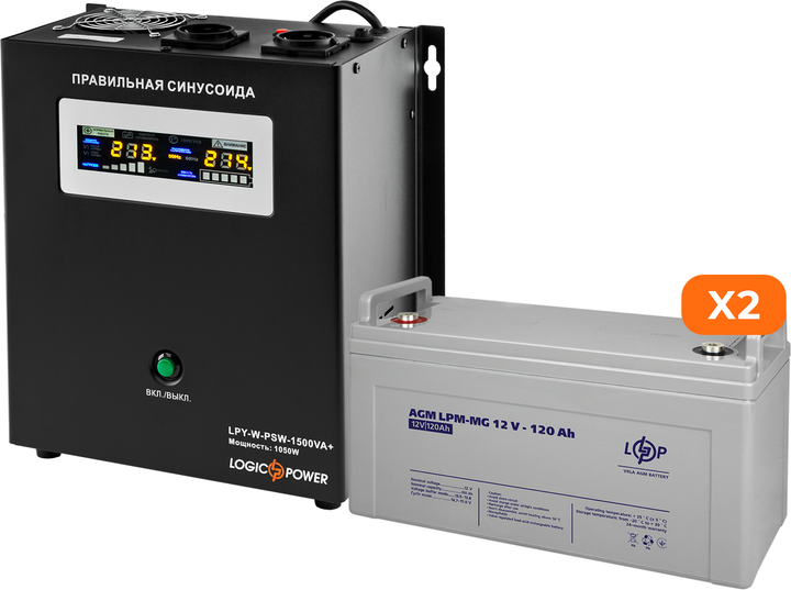 Комплект резервного питания LogicPower W1500 + мультигелевая батарея ...