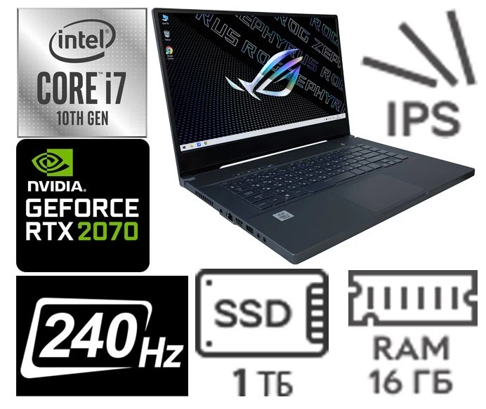 Ноутбук Asus ROG Zephyrus M15 GU502LW (GU502LW-BI7N6) Prism Gray Б/У ...