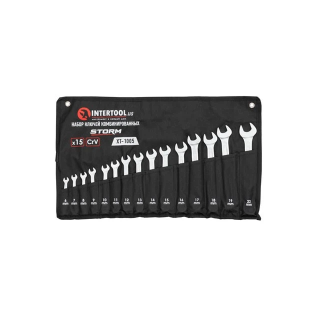 Набор ключей комбинированных 15шт. 6-19,22 мм; PROF, DIN3113, STORM INTERTOOL XT-1005 – фото ...