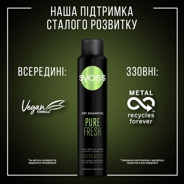 Сухий шампунь Syoss Pure Fresh 200 мл (9000101231502) – в інтернет ...