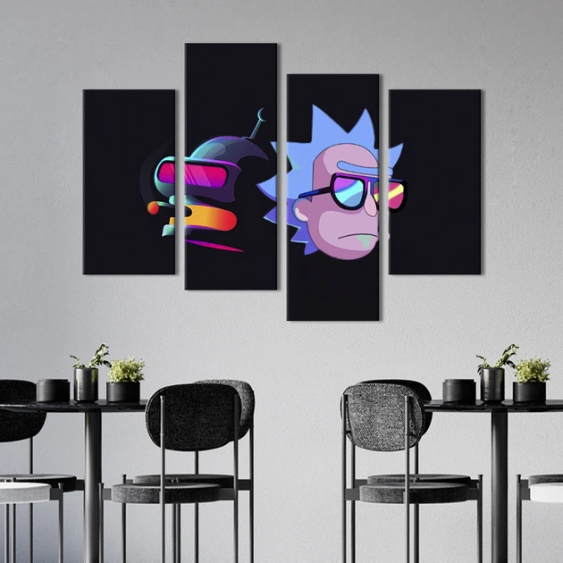 Настінний декор модульна картина з 4 частин на полотні для інтерєру у вітальню спальню