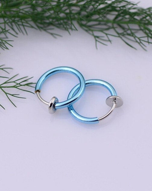 Серьга-обманка для пирсинга без прокола Neformal Light Blue 13 мм ...
