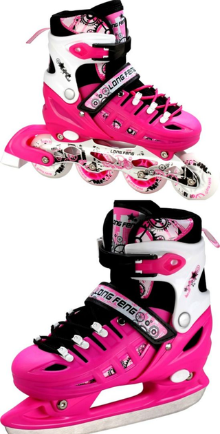 Роликовые коньки Раздвижные ролики-коньки Scale Sport 2In1 розовые ...