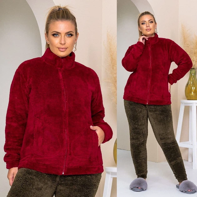 Теплий махровий домашній костюм 819062 XL-2XL (52-54) бордовий з хакi – Брендовий одяг | ROZETKA