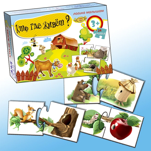 Дитяча гра пазл Хто де живе Mkm0310 24 пазли фото відгуки характеристики в інтернет