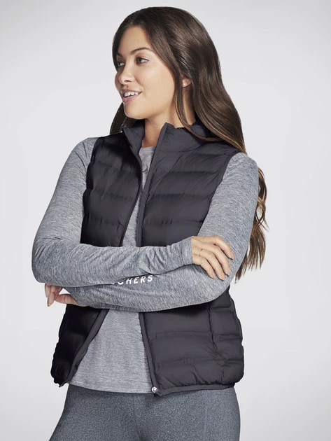 Теплий жилет короткий жіночий Skechers WJA304M BLK XL Чорний (WJA304MBLK105) – Брендовий одяг ...