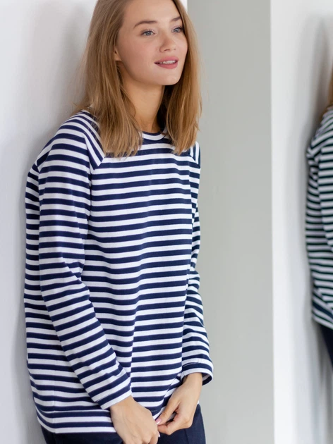 Лонгслив длинный женский Anna Yakovenko 3459 Xs Белый Синий Roz6400171848 Брендовая одежда