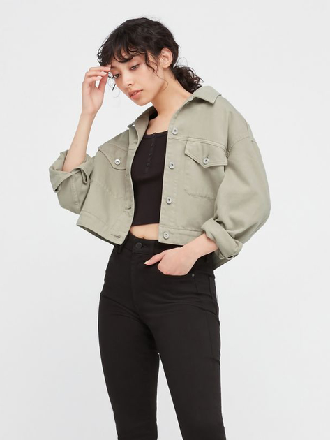 Джинсовая куртка женская Uniqlo 544161853 XL Зеленая (1159768273 ...
