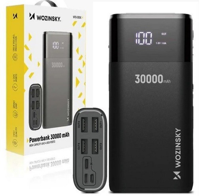 Повер Банк Power Bank Wozinsky 30000 mAh 4 x USB LCD + USB Led Лампа ...