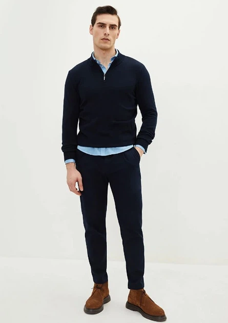 Чоловічий светр LC Waikiki на блискавці 3XL Синій (LCWKnitwear-8308 ...