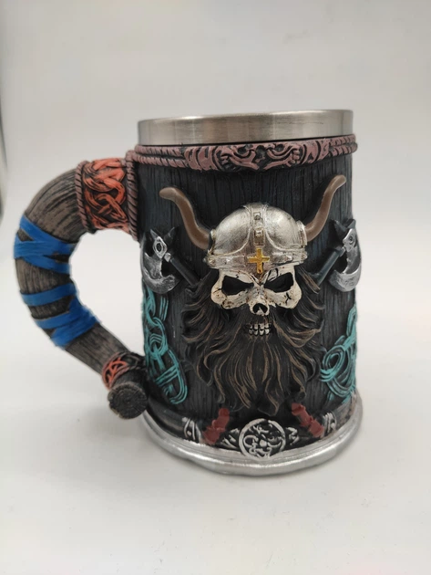 Пивная кружка Викинг, воин пиратский череп, кружка с рогом, танкард 500 ...