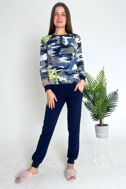 Брюки футболка з довгим рукавом Mianagreen П1703 L Синий от продавца