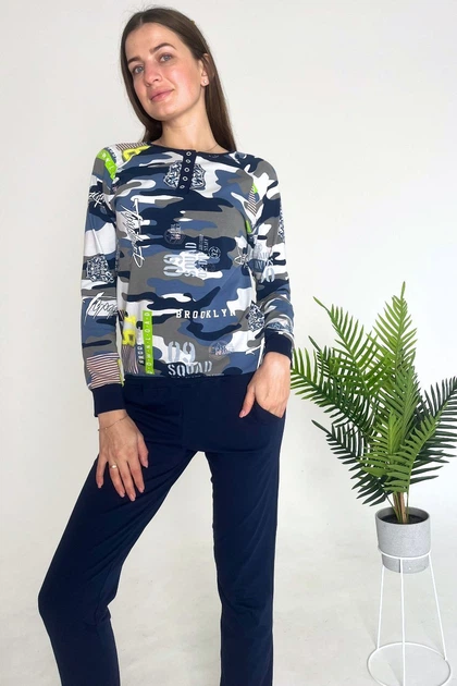 Брюки футболка з довгим рукавом Mianagreen П1703 L Синий от продавца