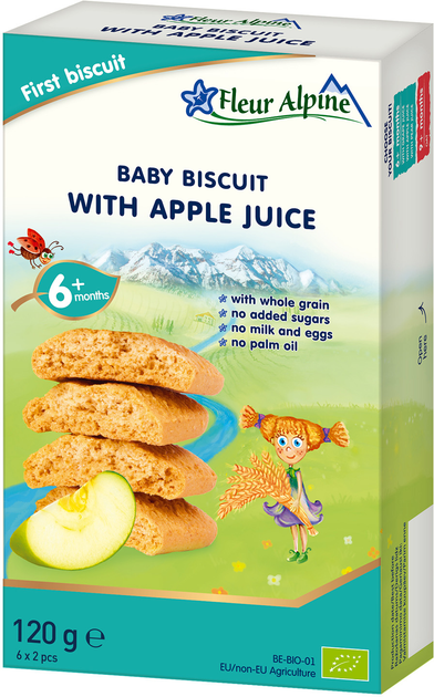 Детское печенье Fleur Alpine Organic with Apple juice с яблочным соком ...