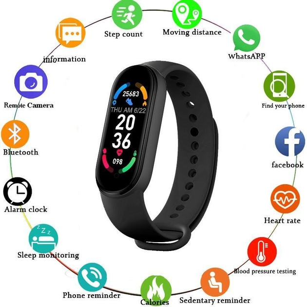 Фитнес-браслет Smart Band M6 шагомер, пульсометр Черный – фото, отзывы ...