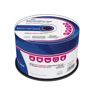 Диск MediaRange CD-R 700 Мб 52X 80 min inkjet fullsurface printable 50 ...
