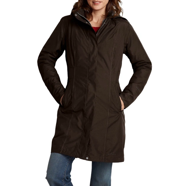 Куртка Eddie Bauer Womens Girl On The Go Insulated Trench Coat COCOA M Коричневый (7347CC ...