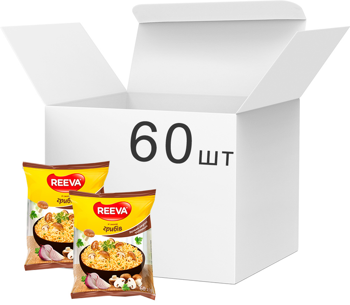 Упаковка вермішелі швидкого приготування Reeva зі смаком грибів 60 г x ...