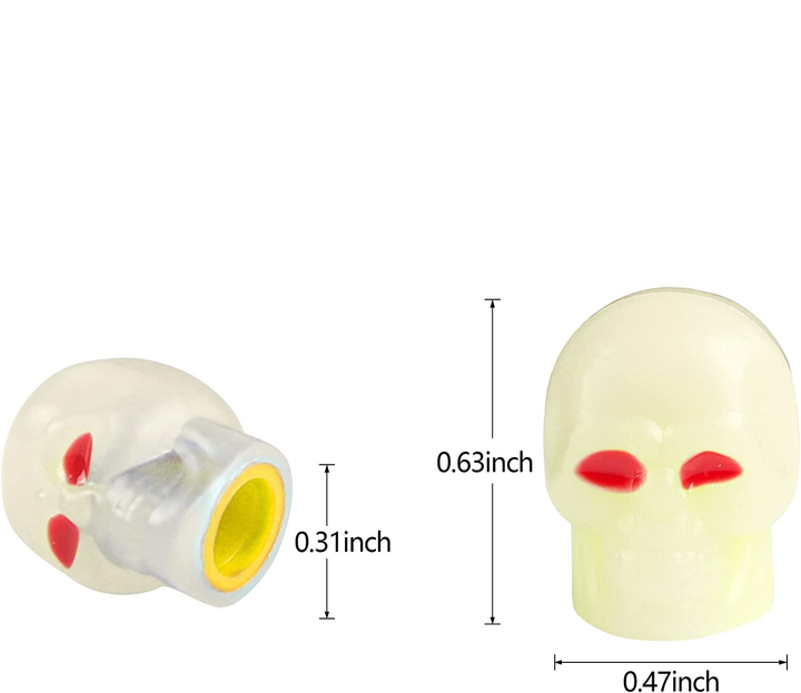 Светящиеся Колпачки на ниппель авто Череп Alitek Skull Neon Yellow, 4 ...
