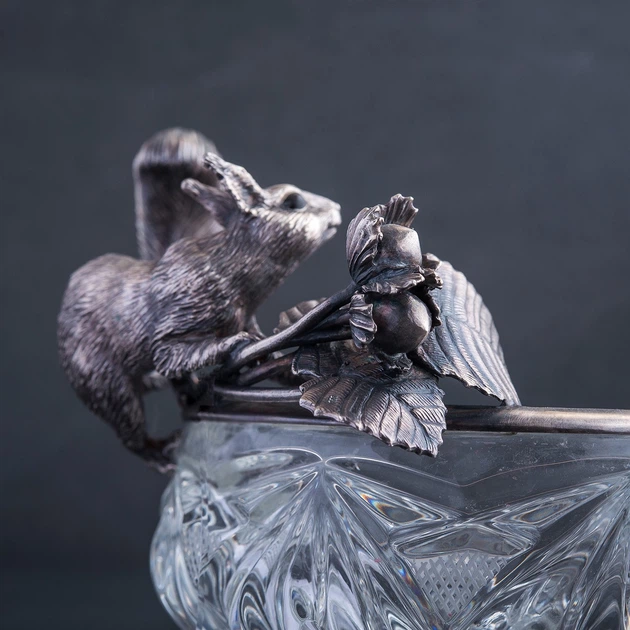 Срібна ваза для цукерок ручної роботи Білочка хруст белка Онікс купити онлайн на Rozetka