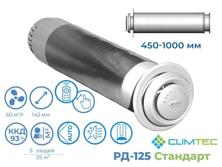 Рекуператор CLIMTEC РД 125 Стандарт білий – фото, відгуки ...