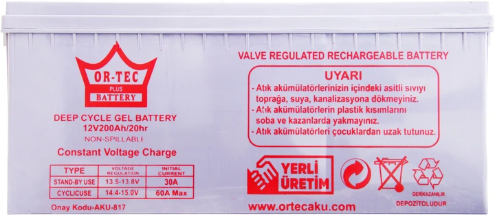 Акумуляторна батарея OR-TEC 12V / 200Ah GEL BATTERY (6848972) – фото ...