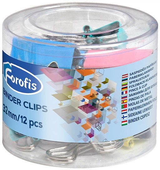 Біндер Forofis 32 мм 12 шт Кольоровий (91350) – фото, відгуки ...