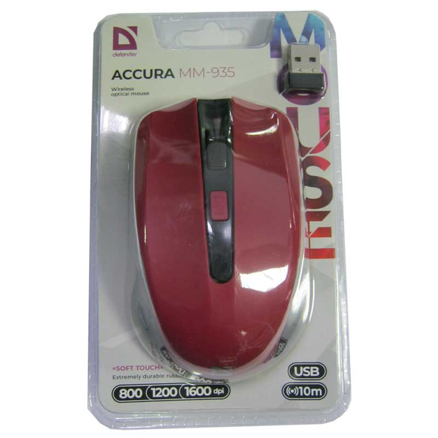 Беспроводная мышка Defender MM-935 Accura, red, USB – фото, отзывы ...