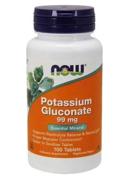 Глюконат калия Potassium Gluconate Now Foods, 99 мг, 100 таблеток ...