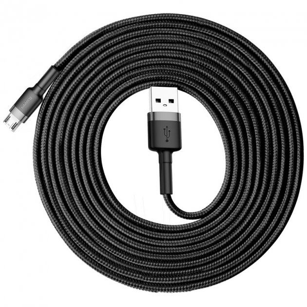 Кабель BASEUS Micro USB Cafule 3м 2A CAMKLF-HG1 black/grey – фото ...