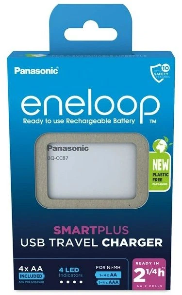 Зарядний пристрій Panasonic USB in/out з функцією Power Bank+4AA 2000 ...