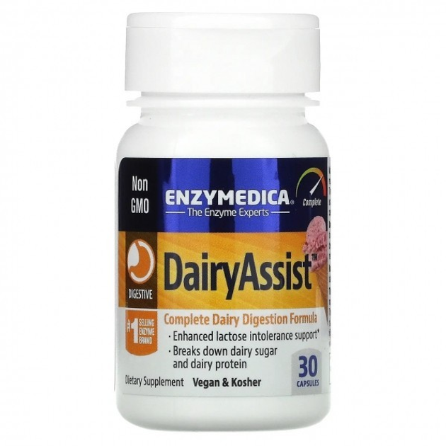 Ферменти для перетравлення лактози, DairyAssist, Enzymedica, 30 капсул ...