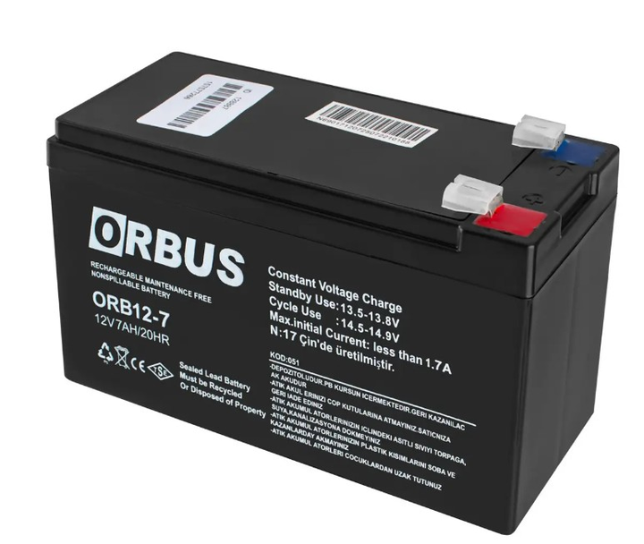 Аккумуляторна батарея 12v 7Ah (12В 7А) (12 вольт 7 ампер) ORBUS OR1270 ...