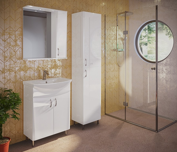 Шкафчик подвесной с зеркалом в ванную AQUARIUS Zhako 60x70x17см c ...