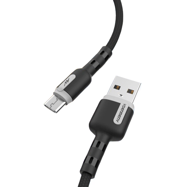 Кабель Denmen D46V USB - Micro USB (2.4A) (1M) Сірий – фото, отзывы ...